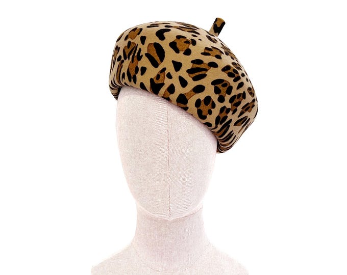 Womens Beret, Chic Cheetah Print, Structured Felt Hat for Fall Fashion ...