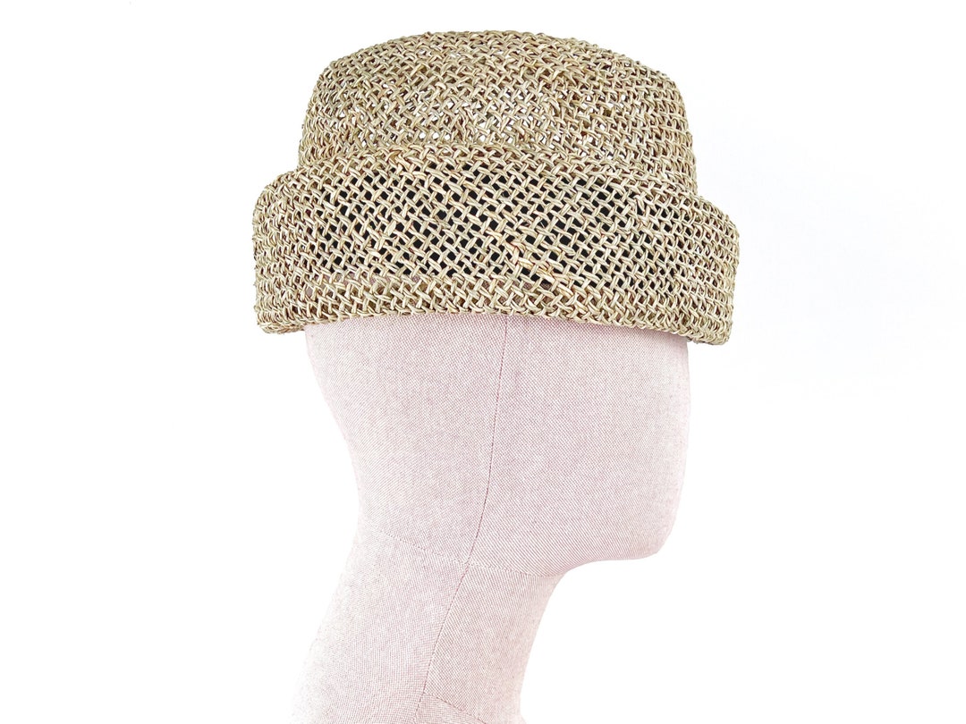 Custom Made German Cuff Hat in Straw, Brimless Summer Cap for Men ...