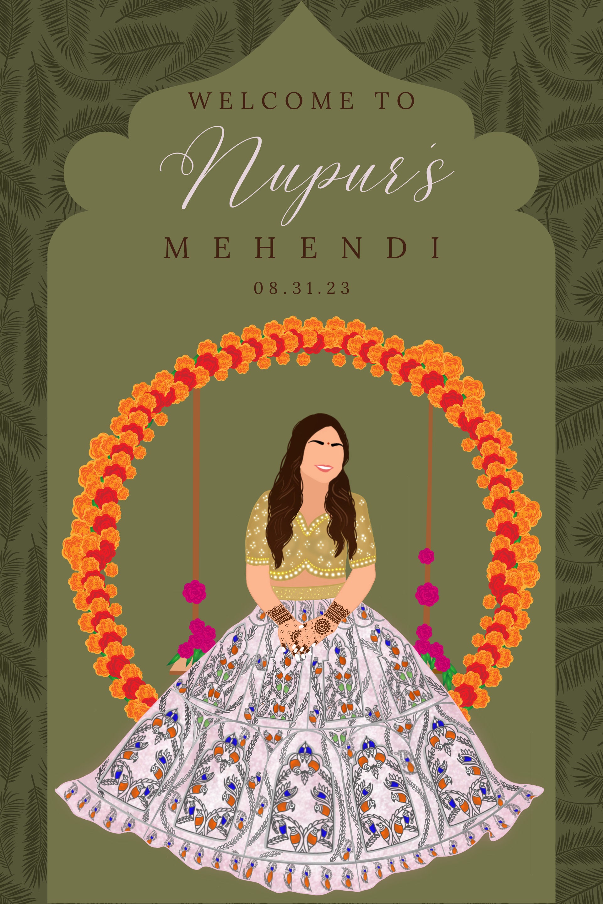 Personalized Custom Wedding Illustration, Custom Wedding Sign, Wedding ...