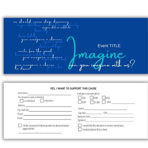 Nonprofit Donation Card Templates Three Simple Styles - Etsy