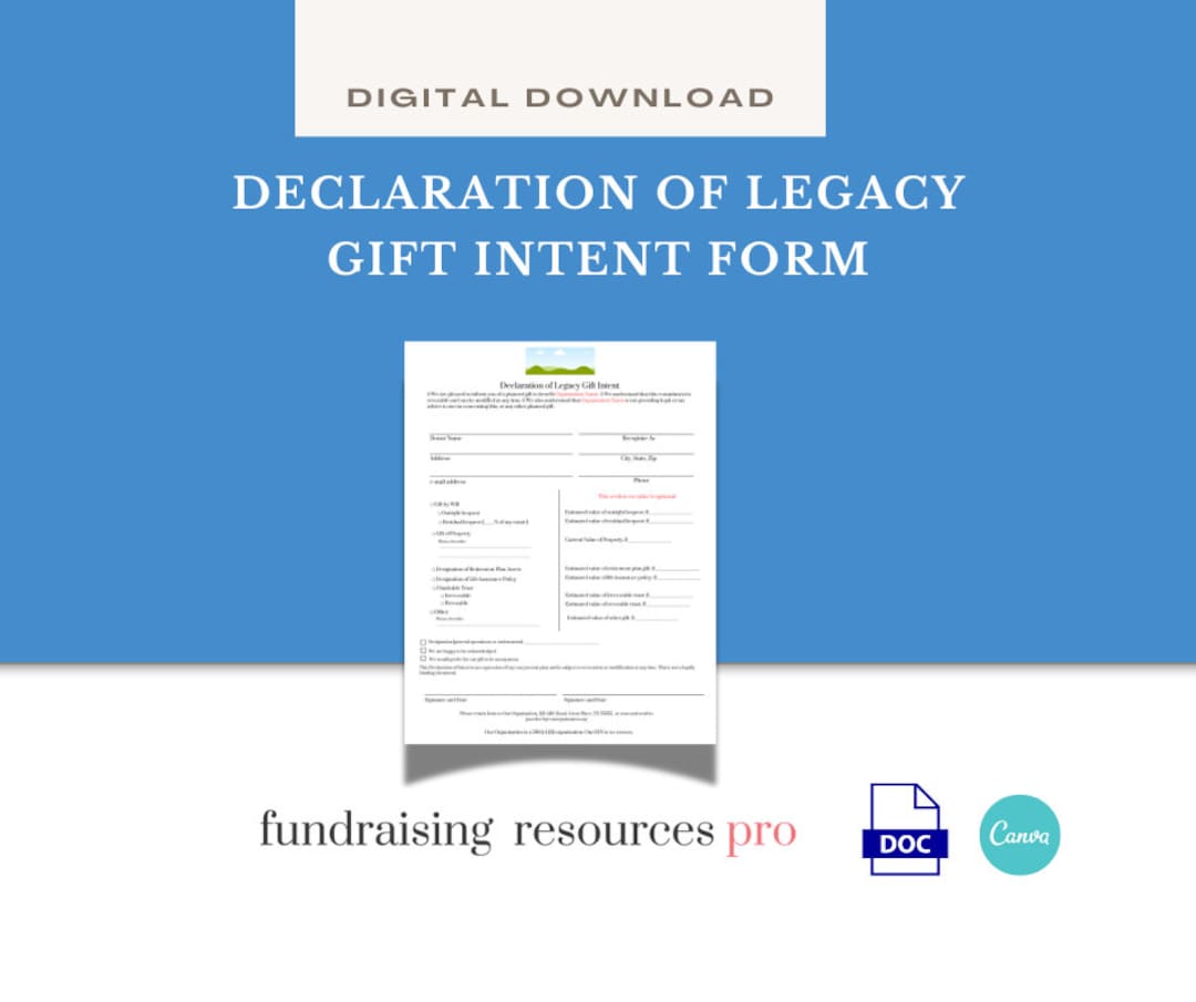 Declaration of Legacy Gift Intent Template Form || Documentation for a ...