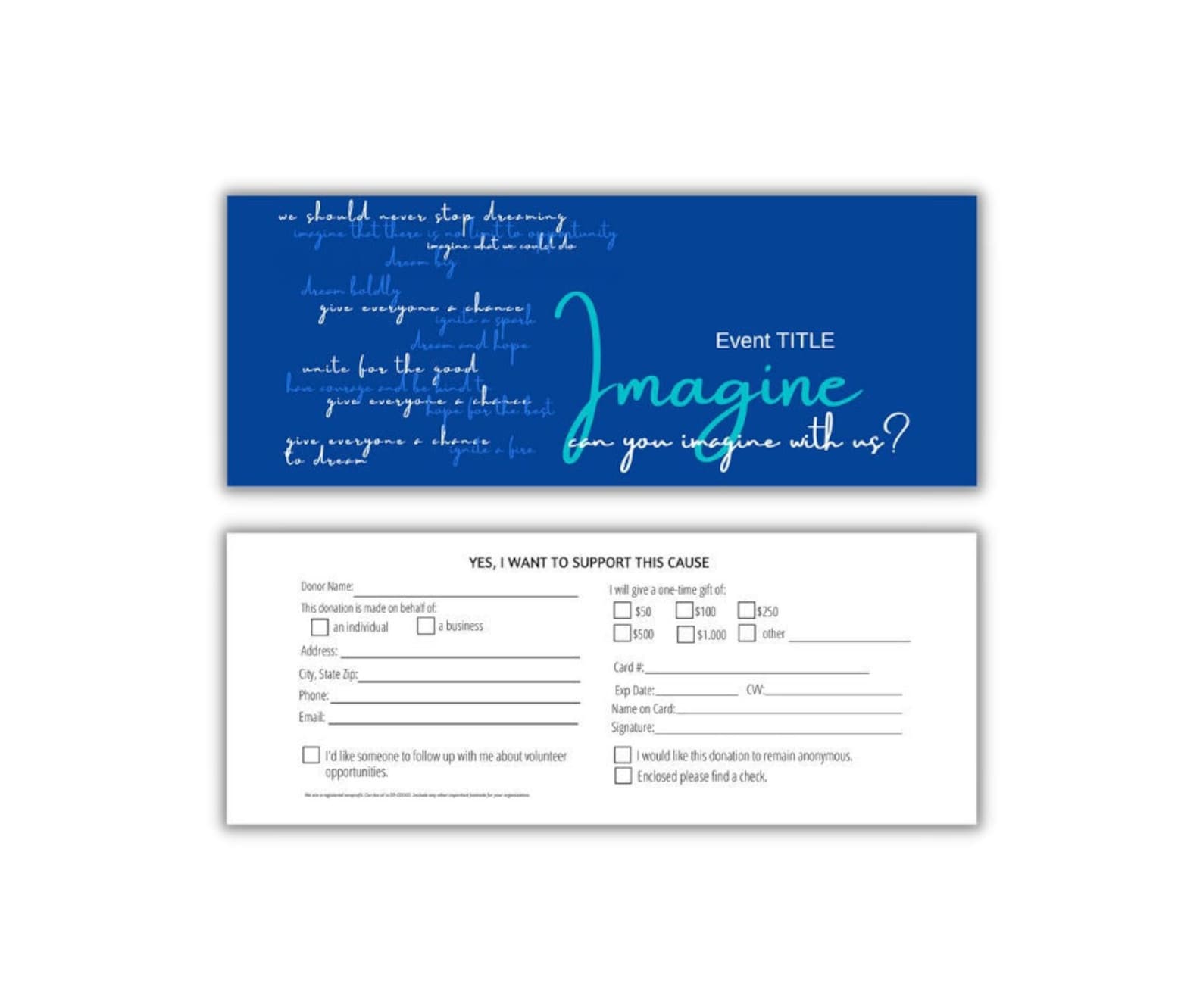 Nonprofit Donation Card Templates || Three Simple Styles, Editable in ...