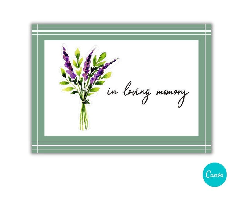 Memorial Donation Notification Card || Editable Canva Template for ...