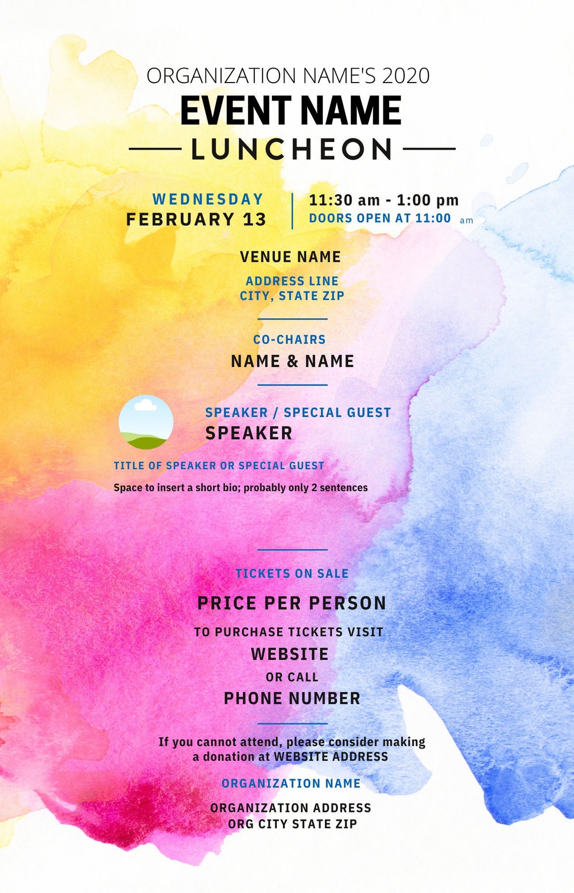 Annual Luncheon Invite Template, Double-sided || Simple, Bright and ...