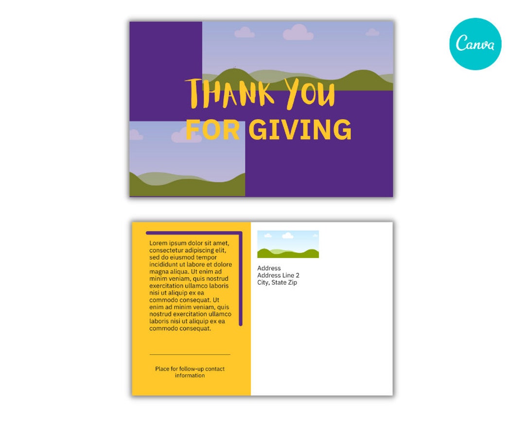 Large 9x6 Inch Postcard for Nonprofits || Editable Canva Template - Etsy