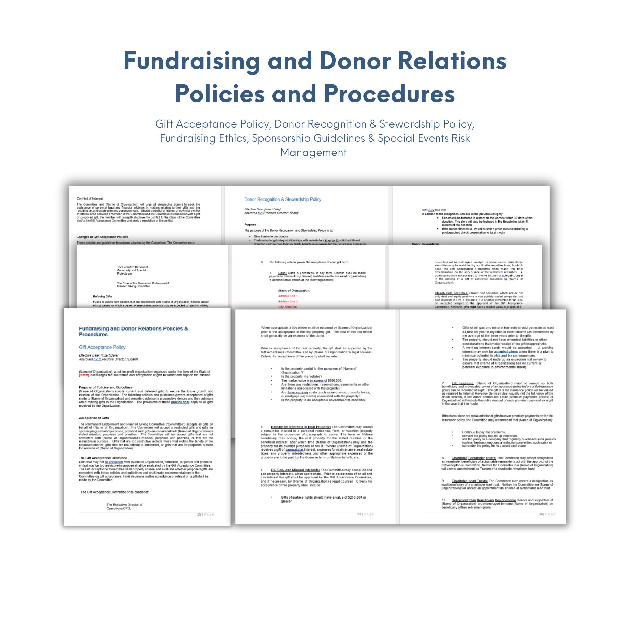Editable Policies and Procedures Manual for Fundraising Development ...