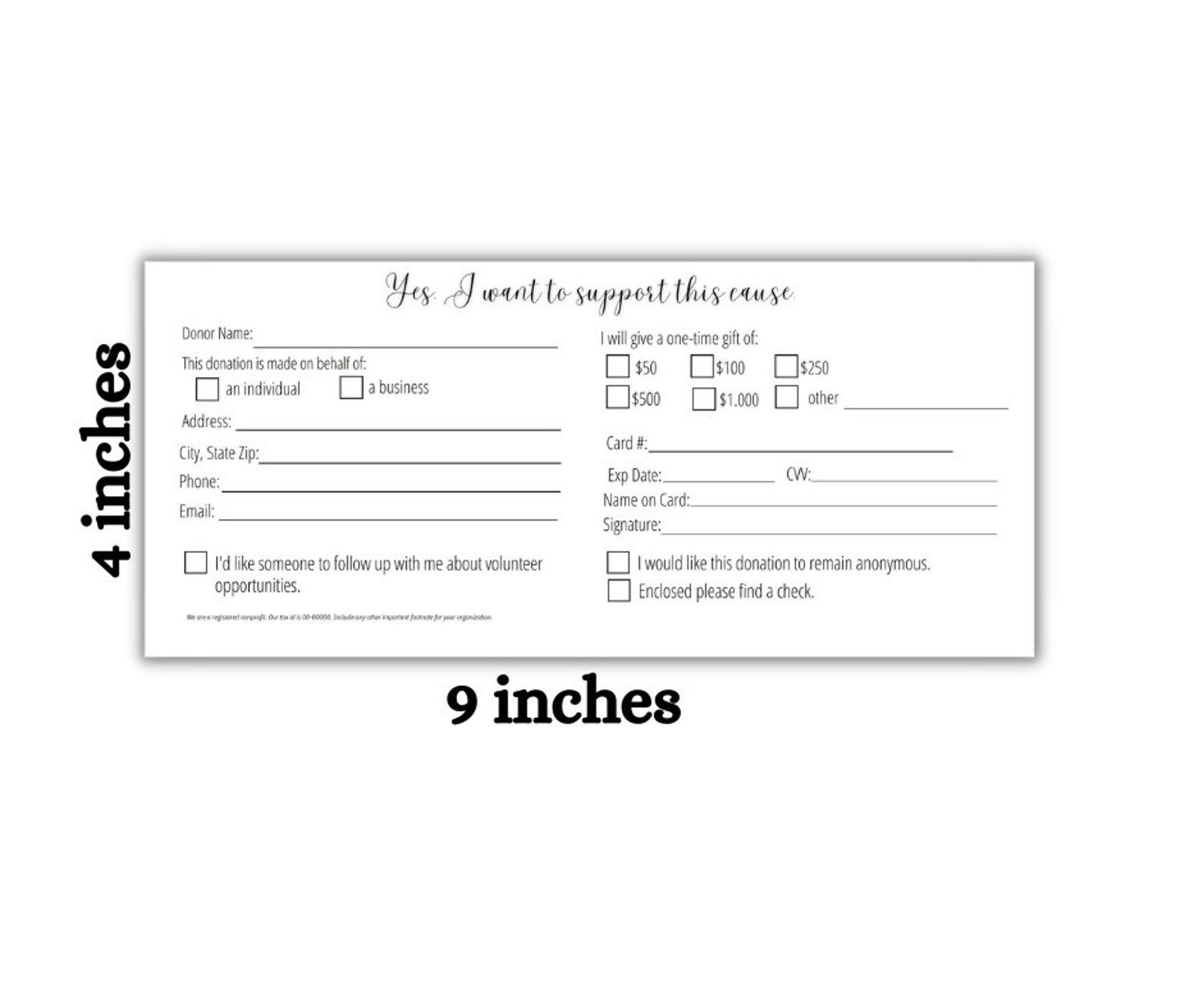 Watercolor Flower Donation Card Template: A10 Envelope (canva Editable ...