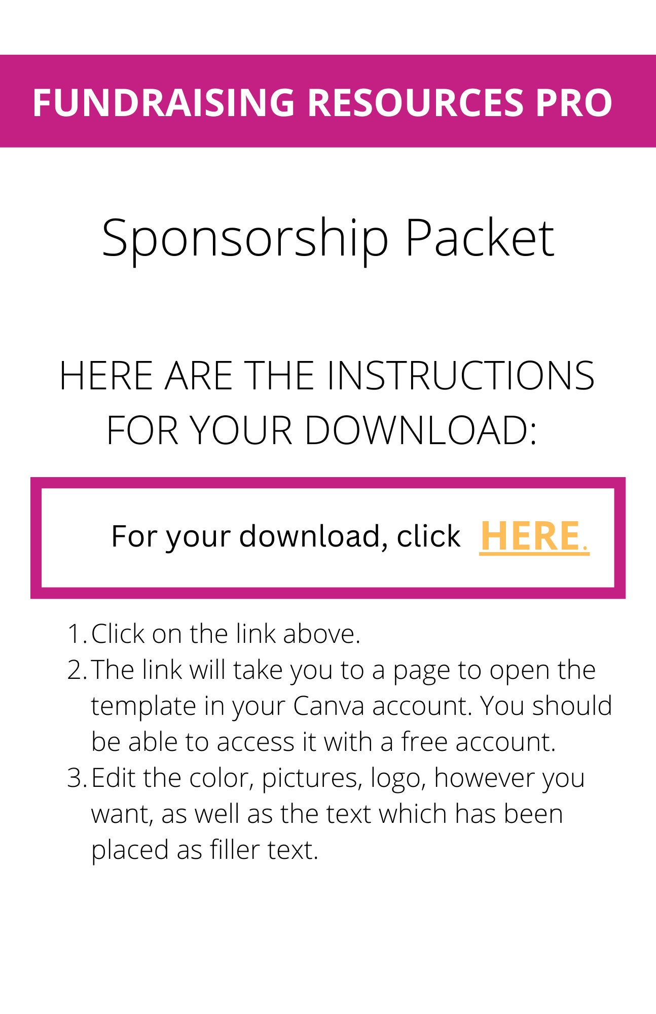 Editable Sponsorship Template for Fundraiser - Etsy