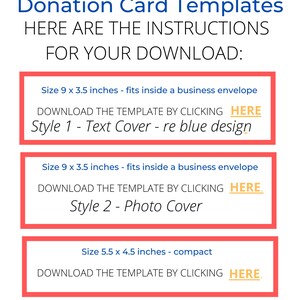 Nonprofit Donation Card Templates Three Simple Styles - Etsy