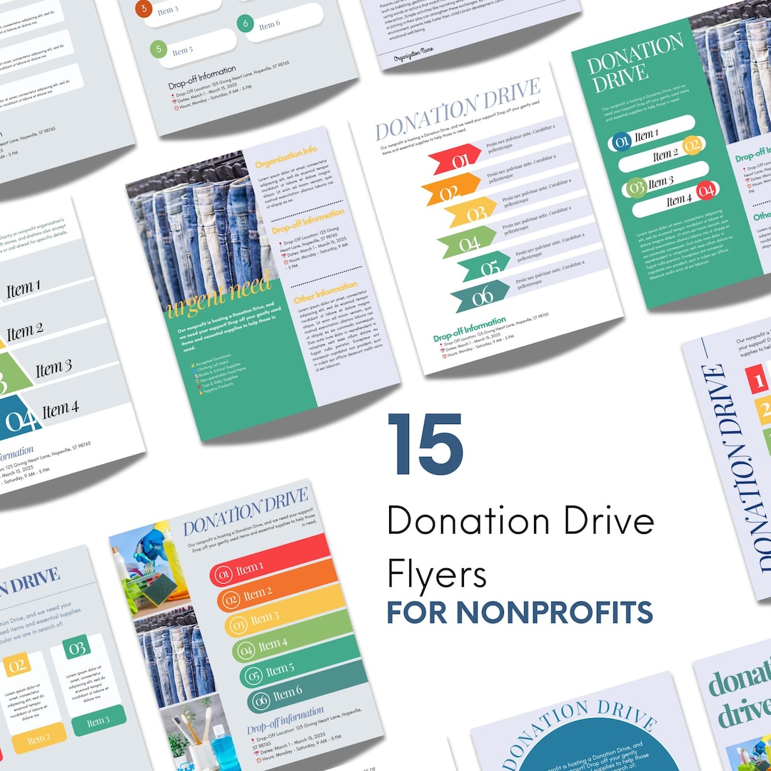 Colorful Donation Drive Flyers || 15 Templates to Request Items and ...