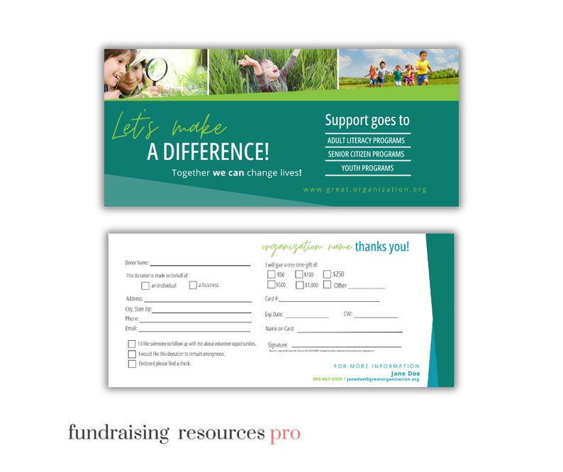 Colorful Donor Reply Card Template | Nonprofit Direct Mail Donation ...