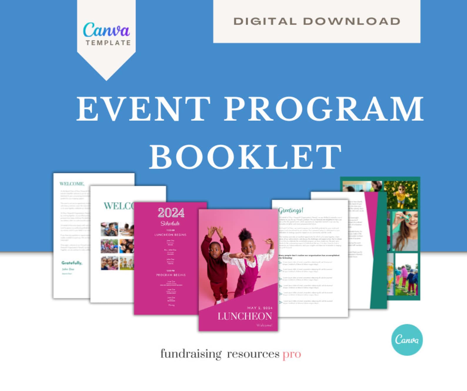 Editable Nonprofit Event Program Booklet Template || Template for ...