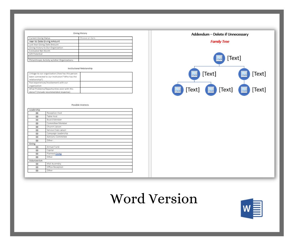 Editable Individual Donor Profile for Nonprofits || Microsoft Word and ...