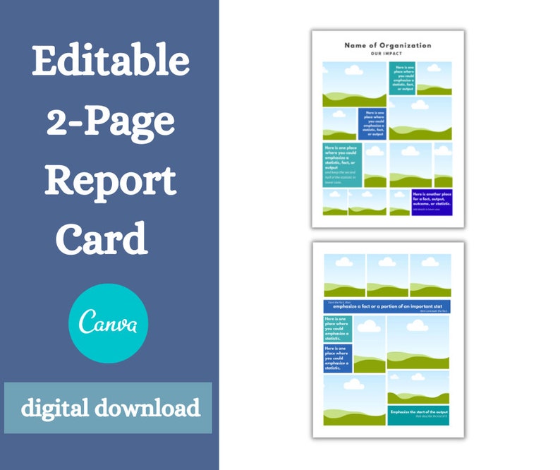 Editable 2-page Nonprofit Annual Report Card Template - Etsy