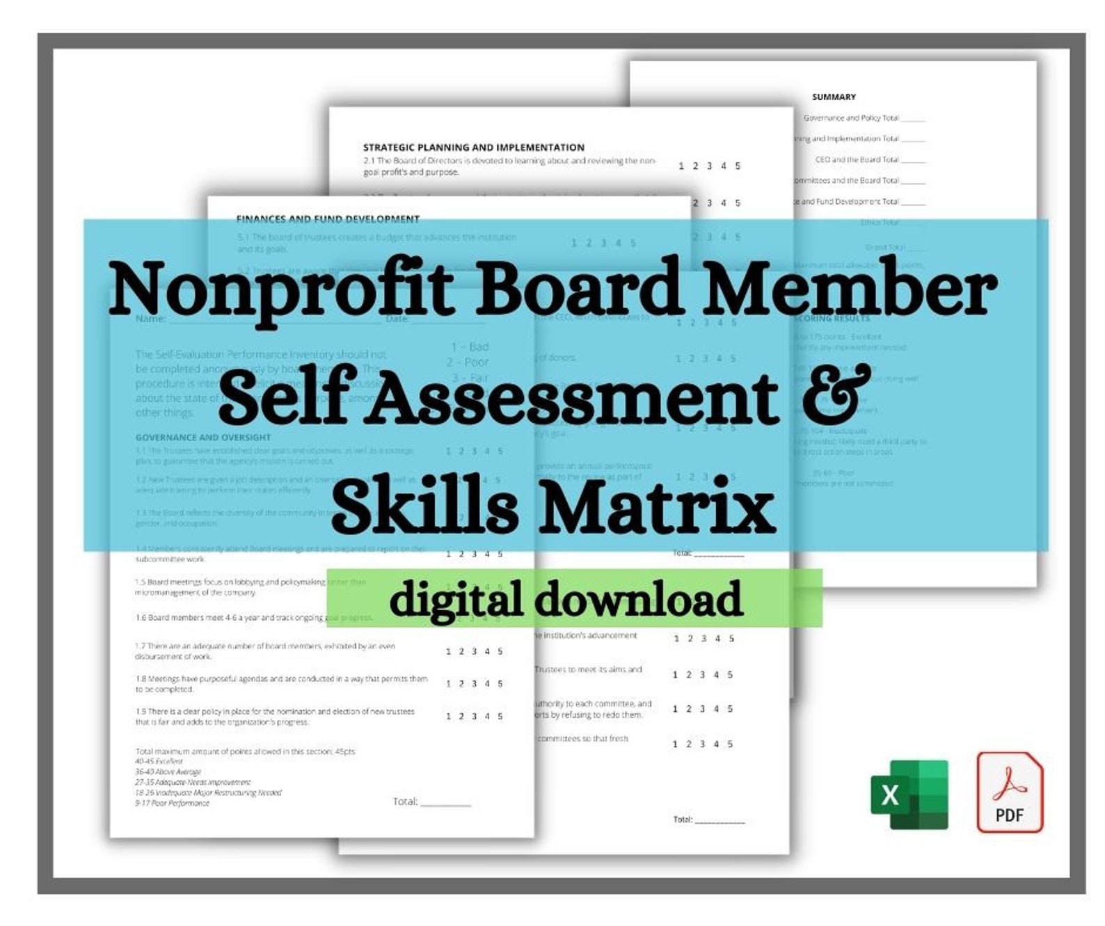 Nonprofit Board Member Self Assessment & Full Board Skills | Etsy Canada