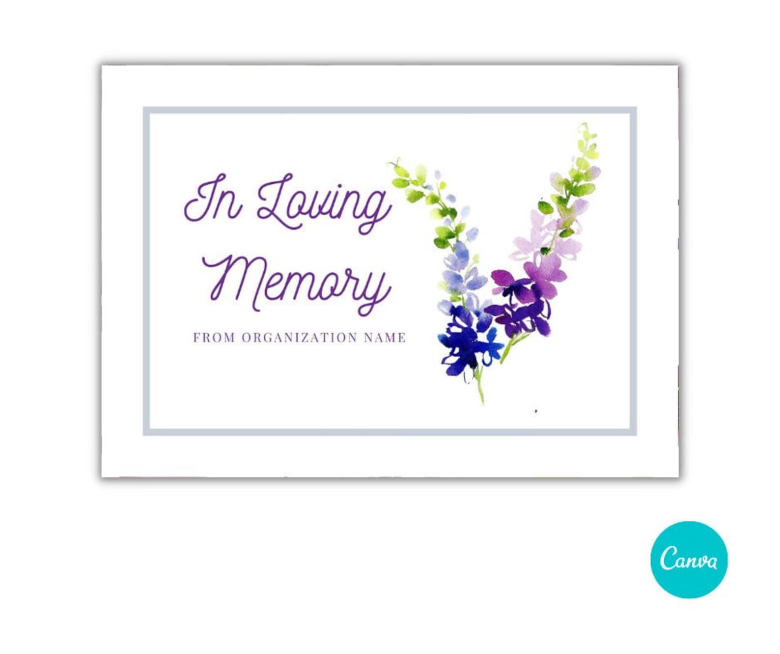 Memorial Donation Notification Card || Editable Canva Template for ...