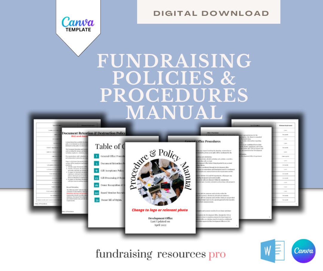 Editable Policies and Procedures Manual for Fundraising Development ...