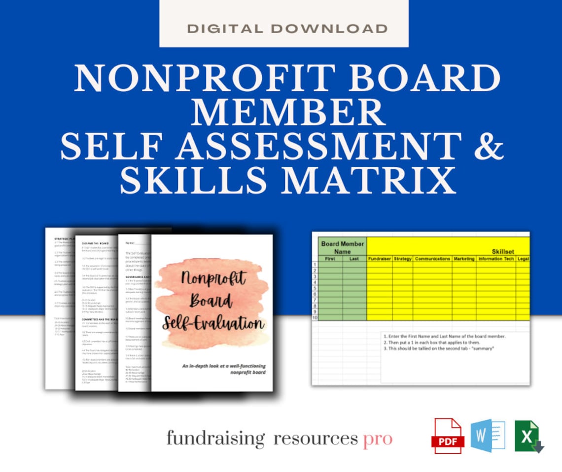 Nonprofit Board Member Self Assessment & Full Board Skills Matrix ...