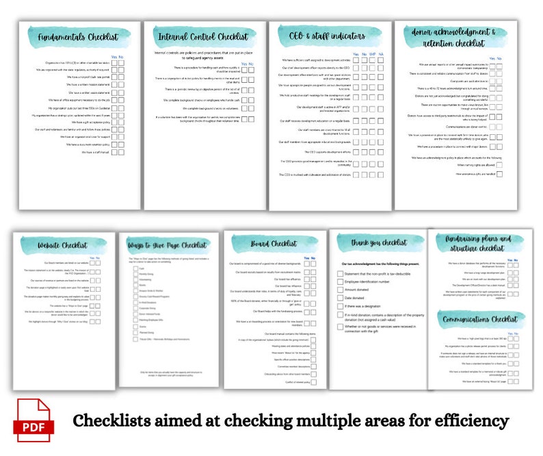 Nonprofit Fundraising Checklists & Gift Acceptance Policy (digital ...