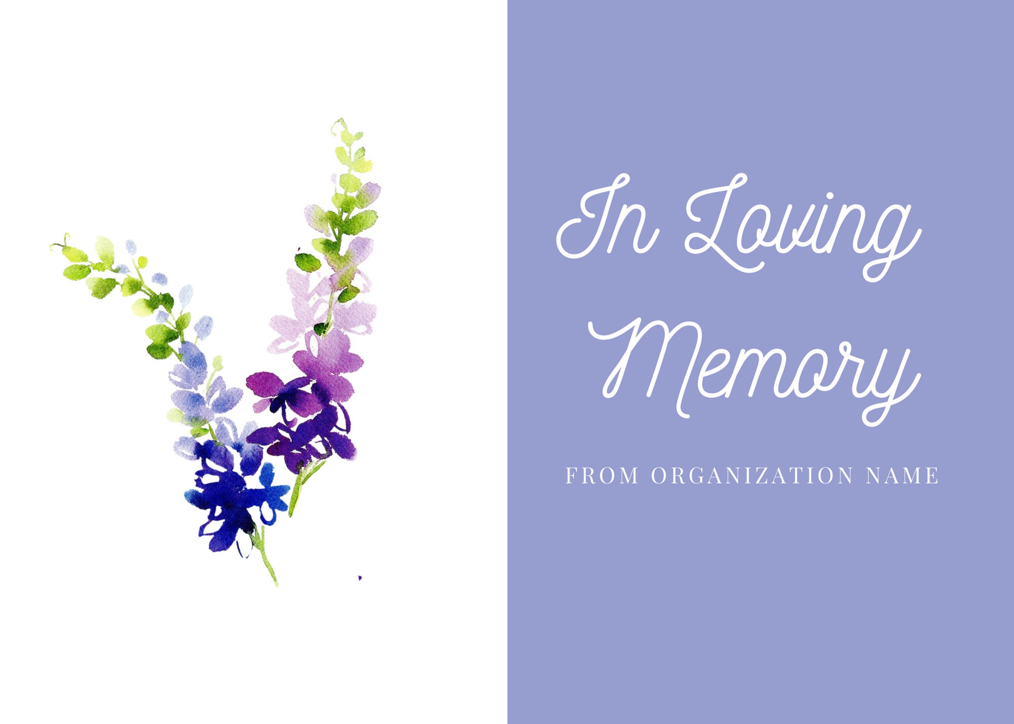 Memorial Donation Notification Card || Editable Canva Template for ...