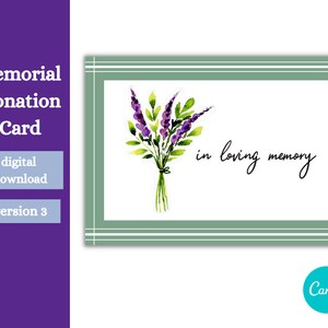 Memorial Donation Notification Card Editable Canva Template - Etsy