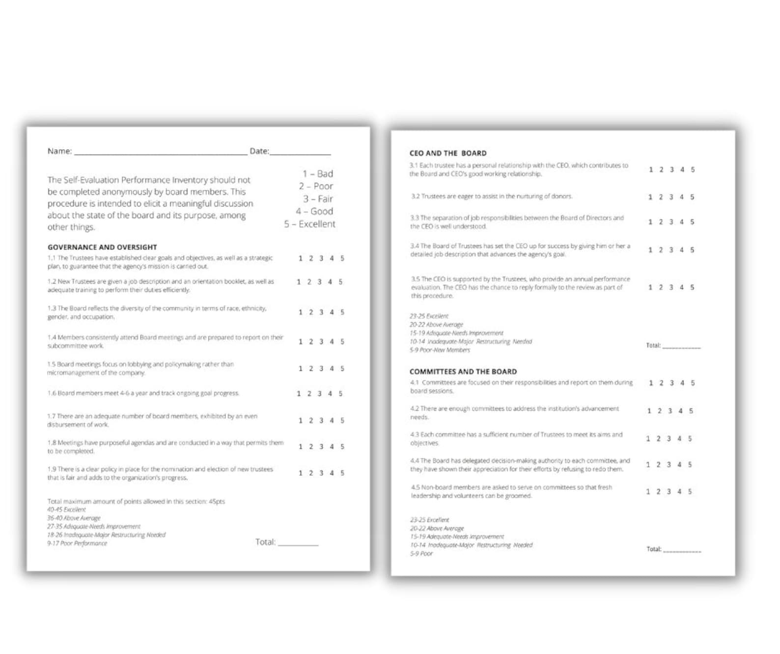 Nonprofit Board Member Self Assessment & Full Board Skills Matrix ...