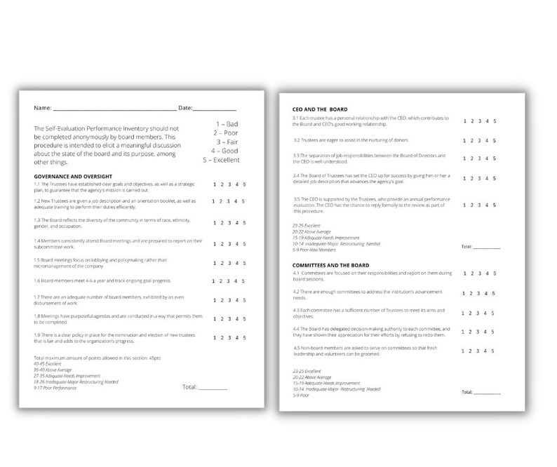 Nonprofit Board Member Self Assessment & Full Board Skills Matrix ...