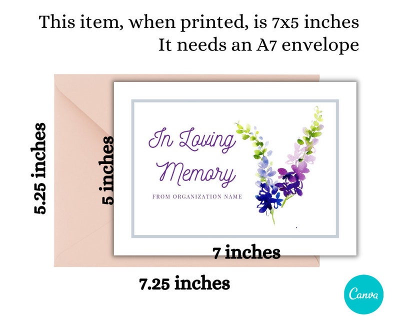 Memorial Donation Notification Card || Editable Canva Template for ...