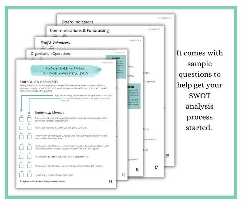 Fundraising Strategy Workbook on Conducting a SWOT Analysis - Etsy