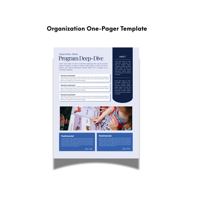Nonprofit One-pager Canva Templates - 25 Blue Yellow Impact Layouts for ...