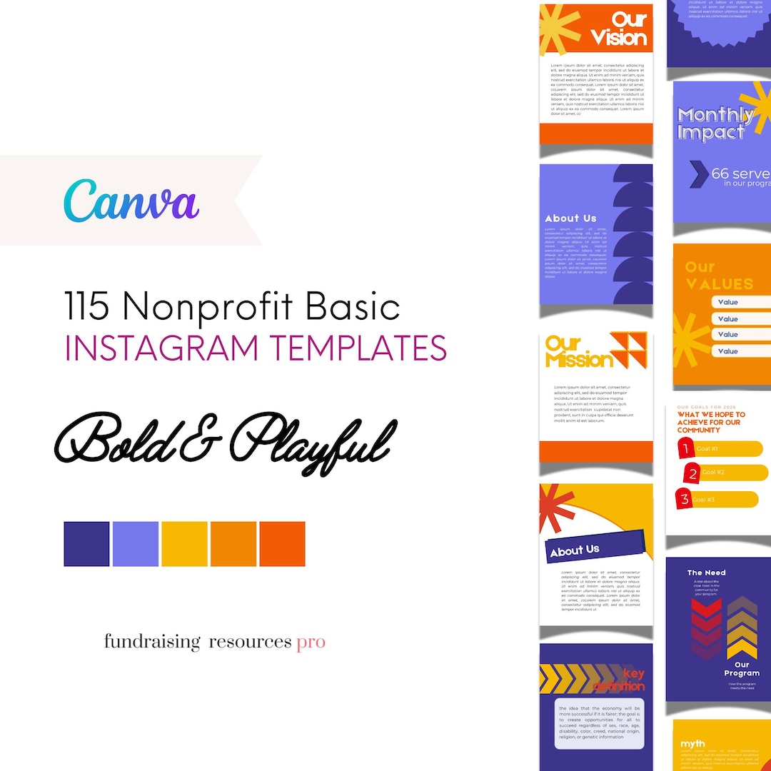 Stand Out With Bold Nonprofit Instagram Templates Pack || 115 Funky ...