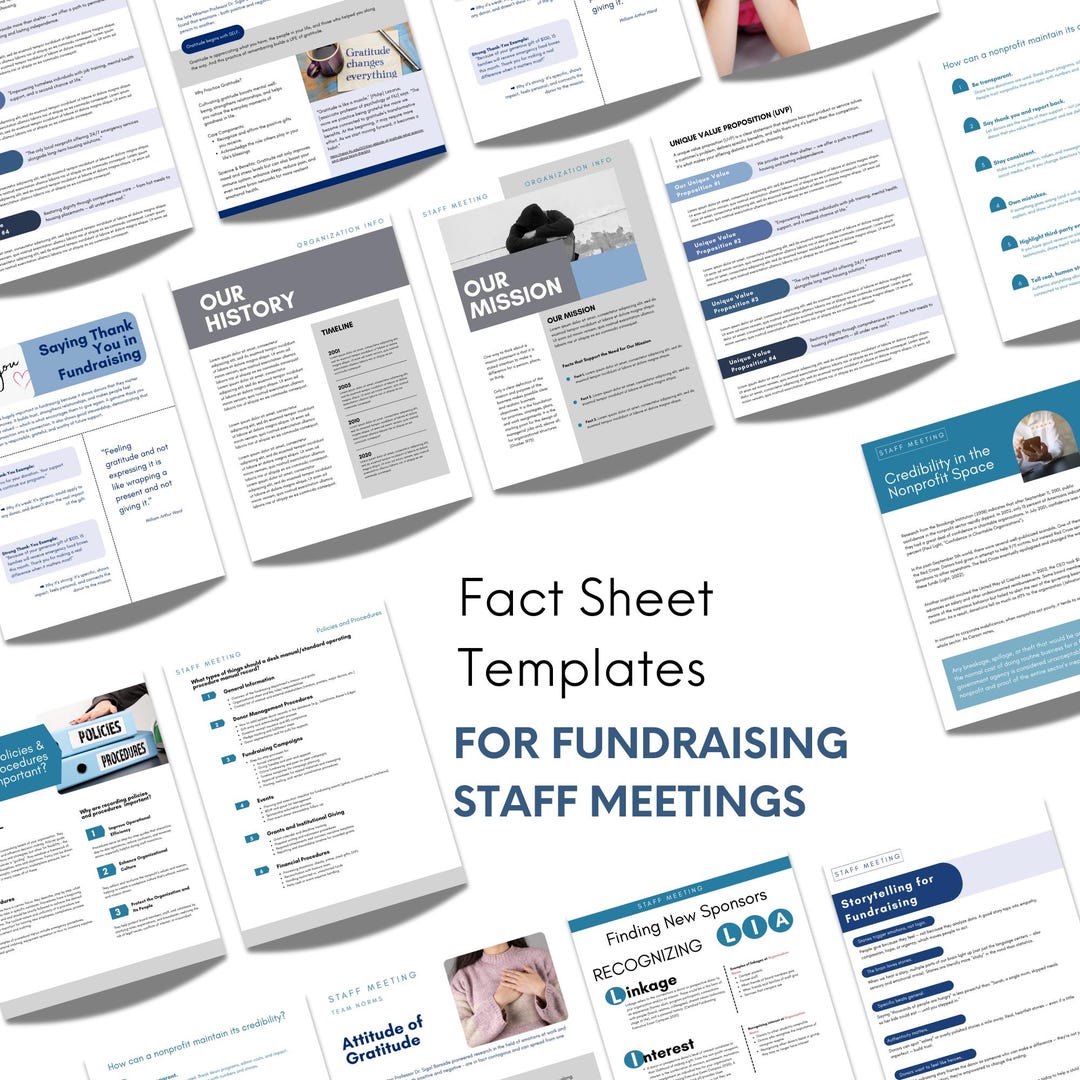 Fact Sheets for Fundraising Team Meetings - Etsy