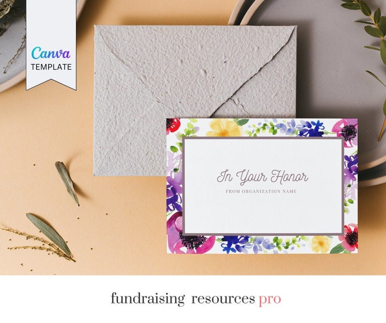 Honorary Donation Card Template for Nonprofits || Acknowledging Gifts ...