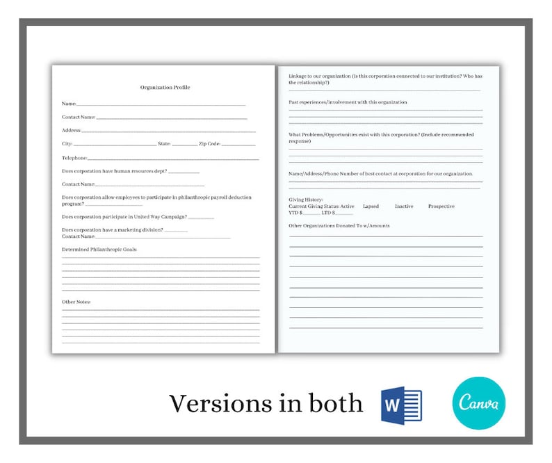 Corporate Donor Profile for Nonprofits || Template Editable in Canva ...