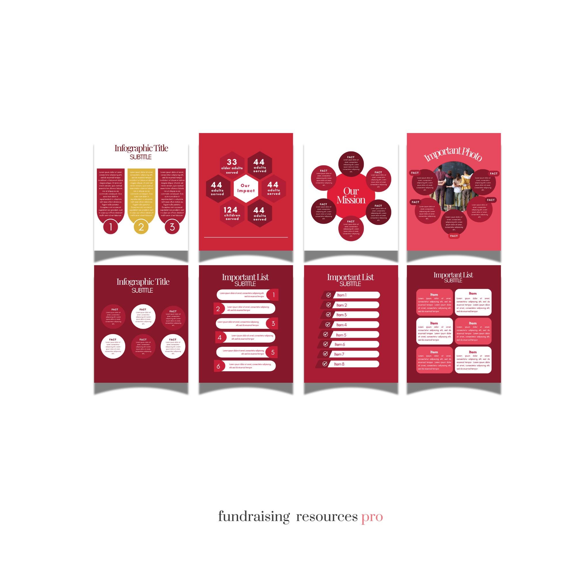 150 Nonprofit Basic Instagram Templates || Red Templates to Promote ...
