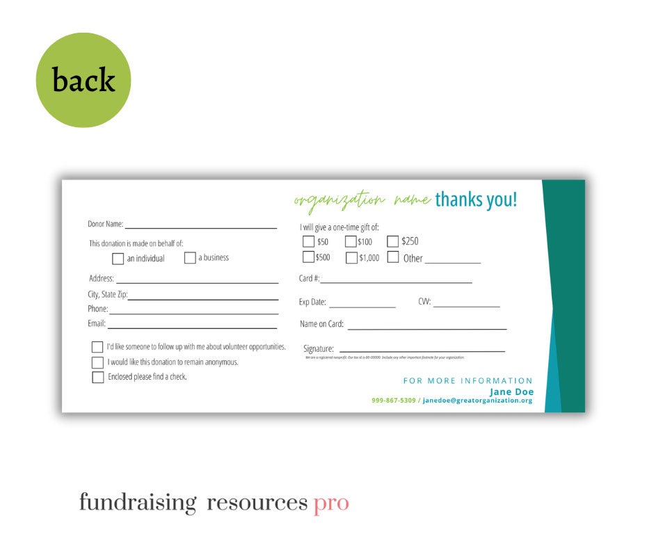 Colorful Donor Reply Card Template | Nonprofit Direct Mail Donation ...