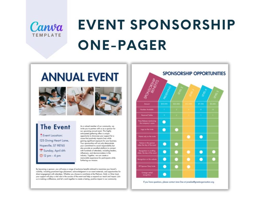 One-pager for Event Sponsorships | Colorblock Version - Etsy
