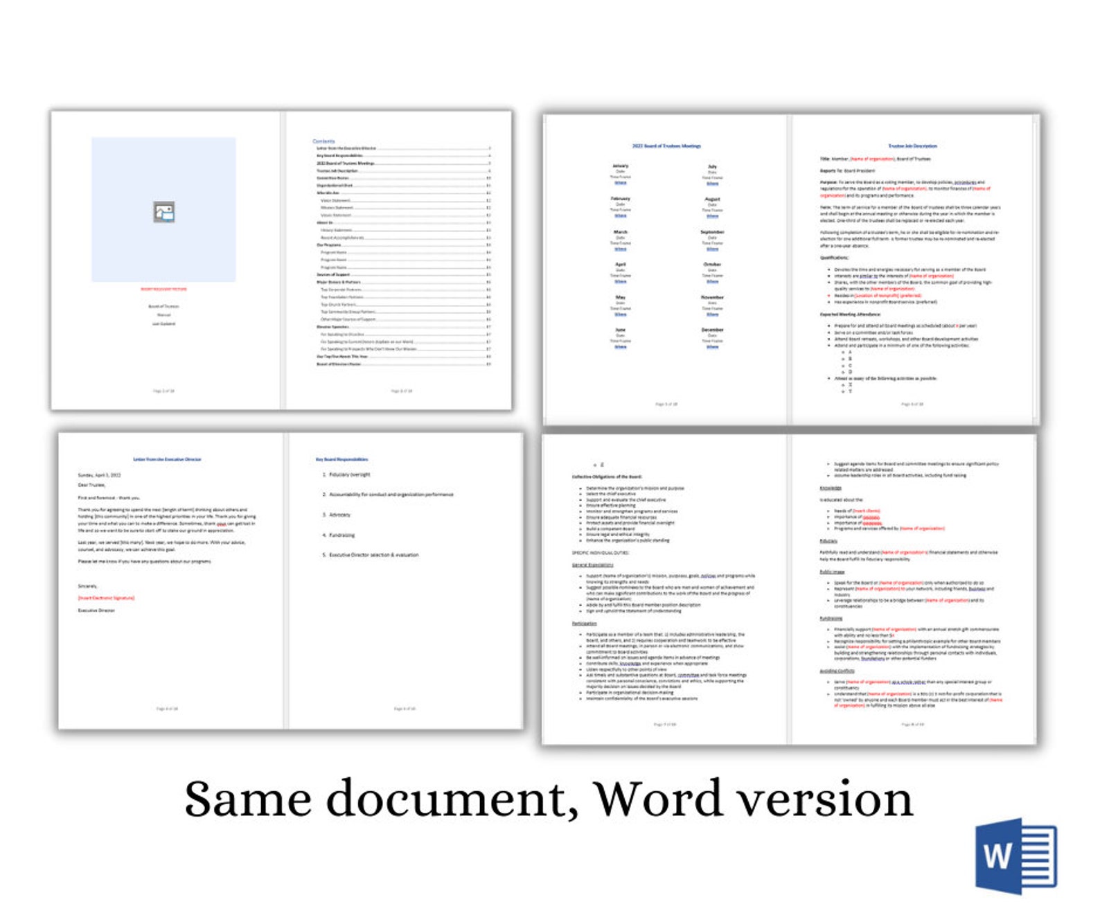 Nonprofit Board Member Manual Editable Canva Template for - Etsy