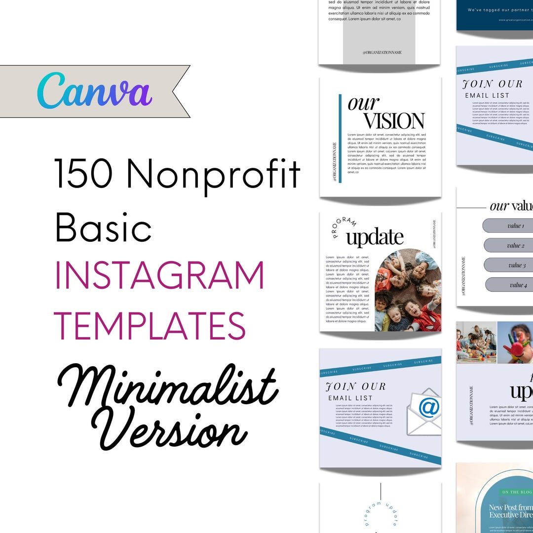 150 Nonprofit Basic Instagram Templates || Simple and Minimal Design - Etsy