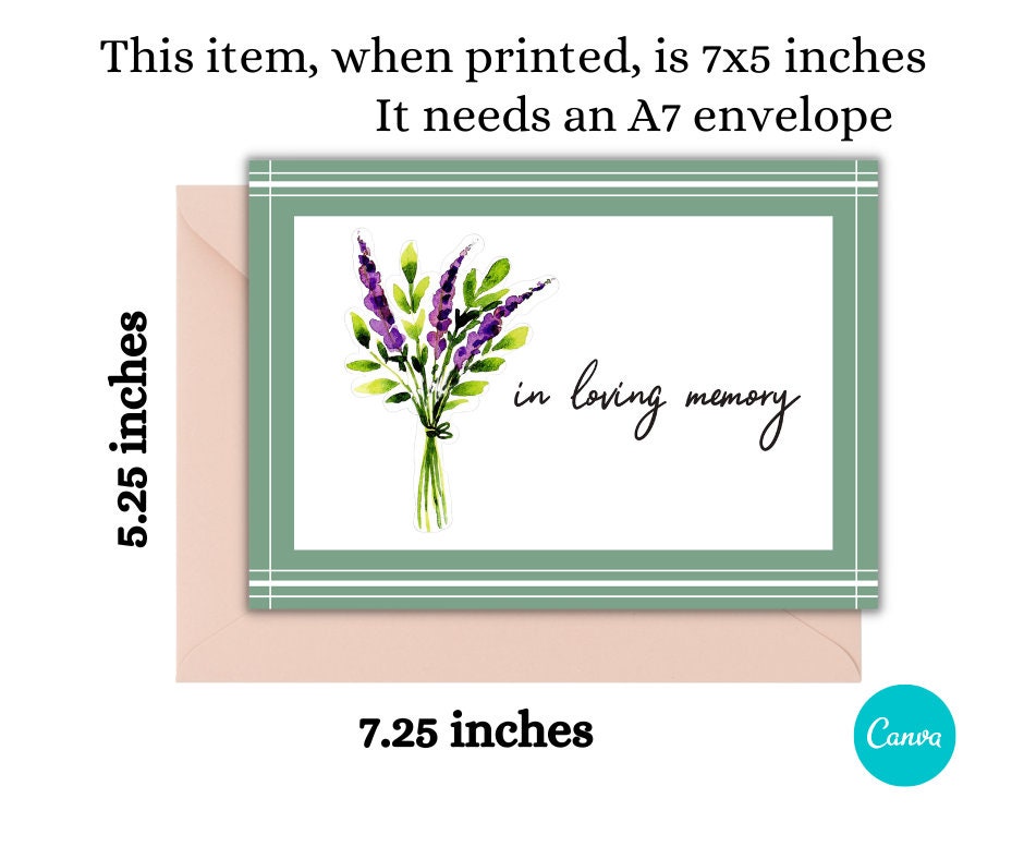 Memorial Donation Notification Card || Editable Canva Template for ...