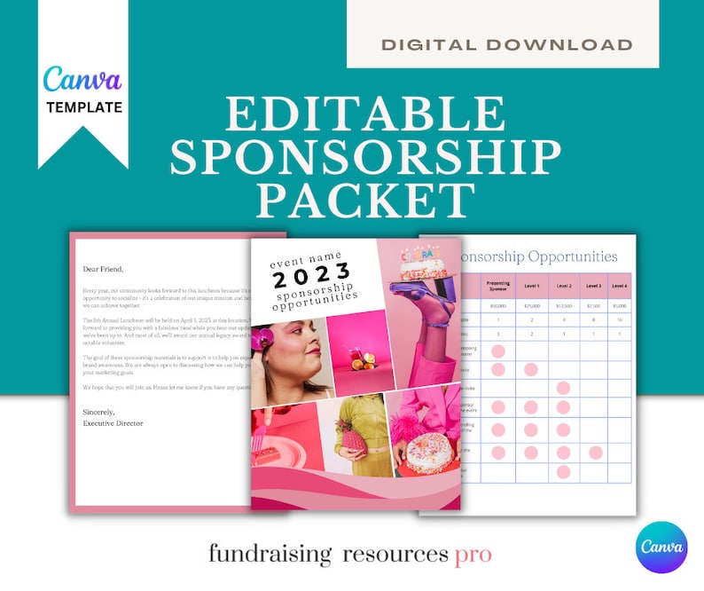 Editable Sponsorship Template for Fundraiser - Etsy