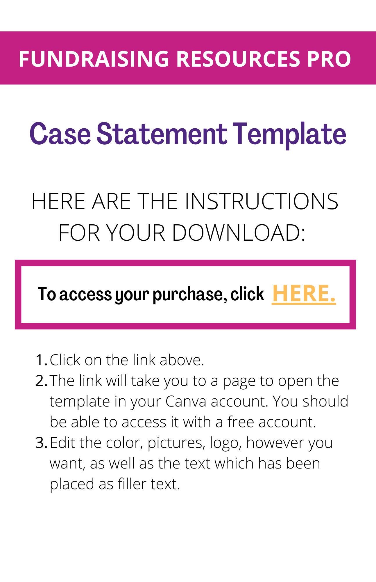 Case Statement Template: Prepare for a Major Fundraising Campaign - Etsy