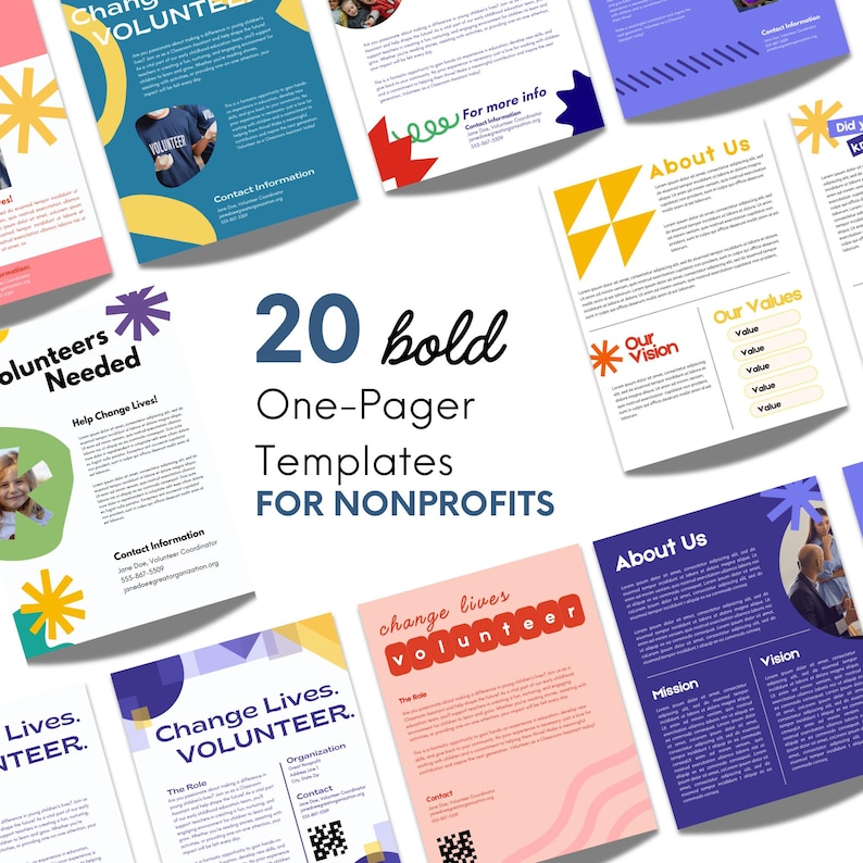Nonprofit Bold One-pager Templates: Editable Canva Layouts - Etsy