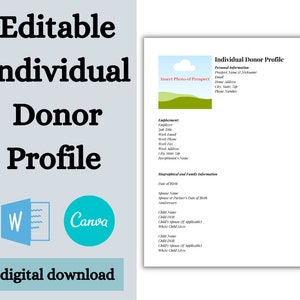 Editable Individual Donor Profile for Nonprofits Microsoft - Etsy