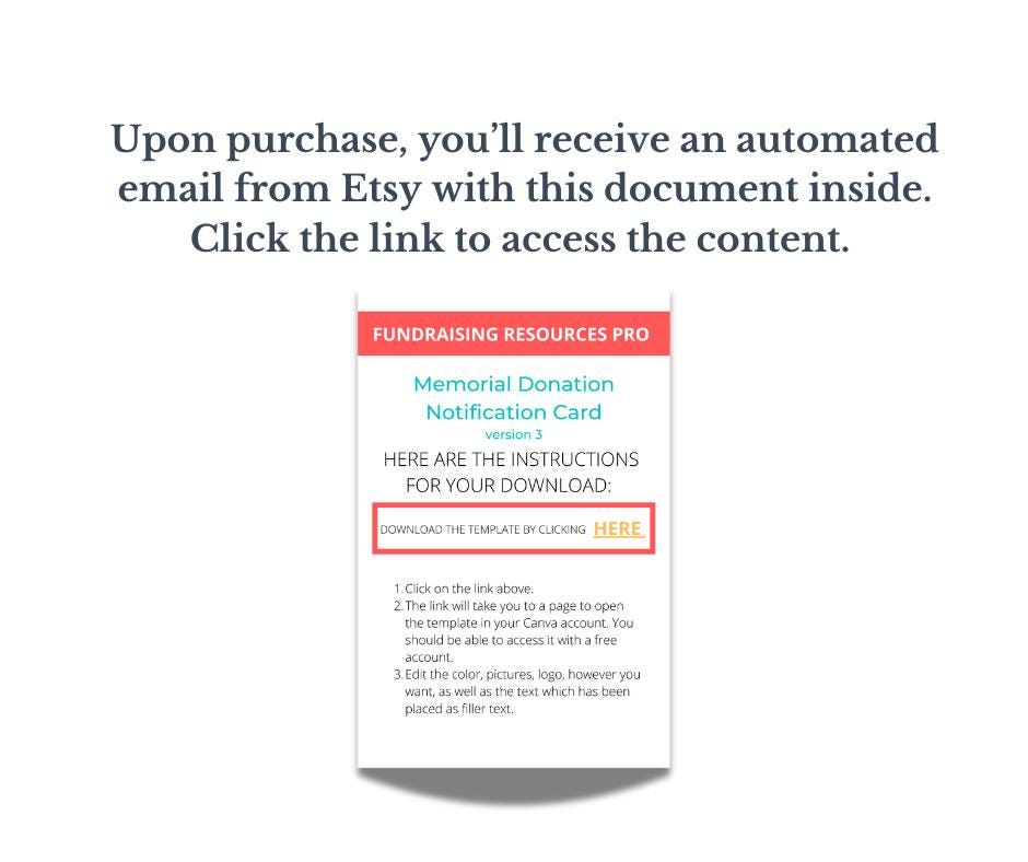 Memorial Donation Notification Card || Editable Canva Template for ...