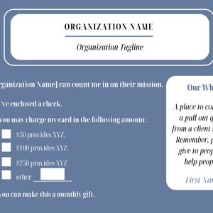 Nonprofit Donation Card Templates || Three Simple Styles, Editable in ...
