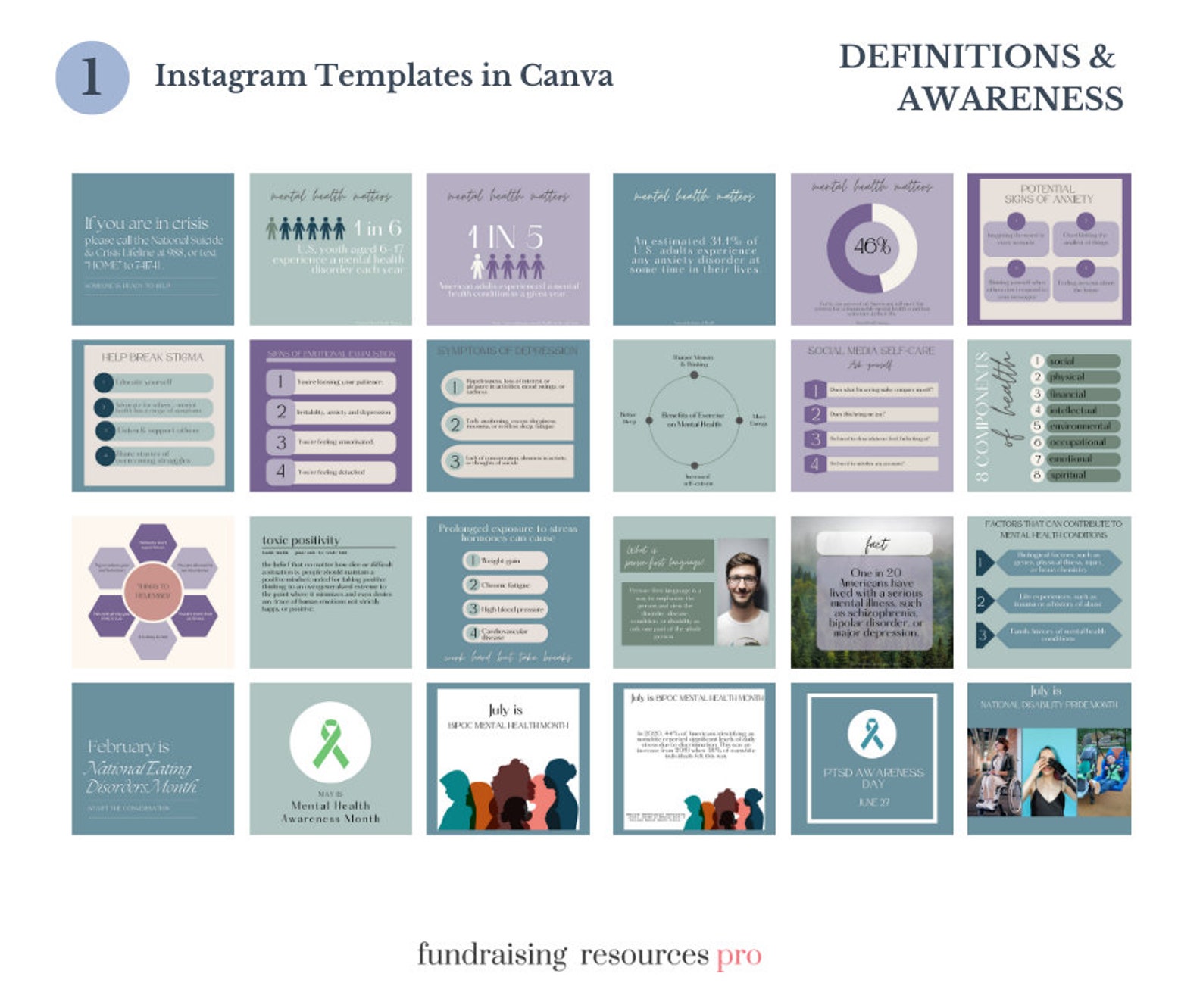 Instagram Content for Mental Health Nonprofits 55 Posts for Awareness ...