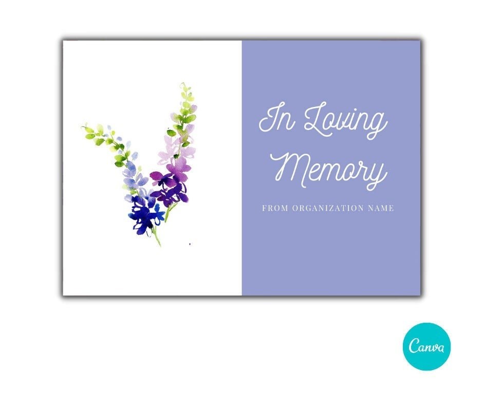 Memorial Donation Notification Card || Editable Canva Template for ...