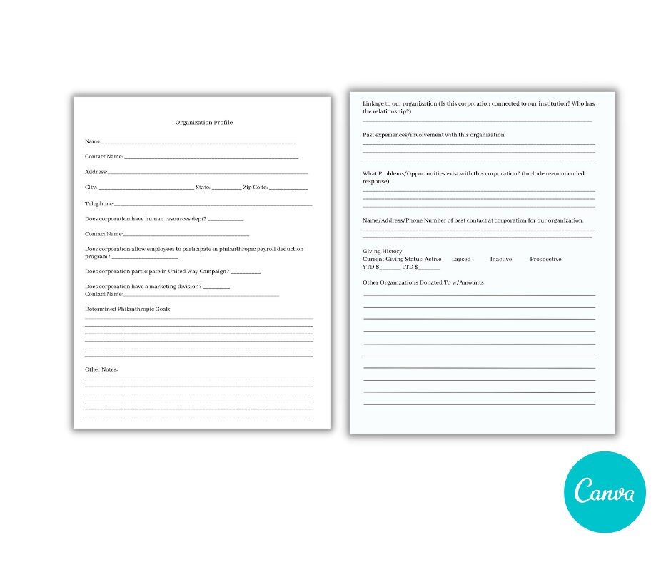 Corporate Donor Profile for Nonprofits || Template Editable in Canva ...