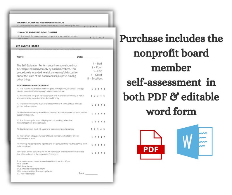 Nonprofit Board Member Self Assessment & Full Board Skills Matrix ...